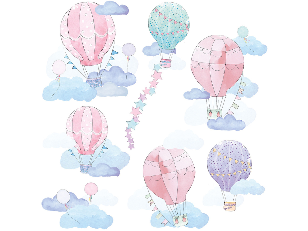 Nálepky na stěnu do dětského pokoje BALÓNY růžové